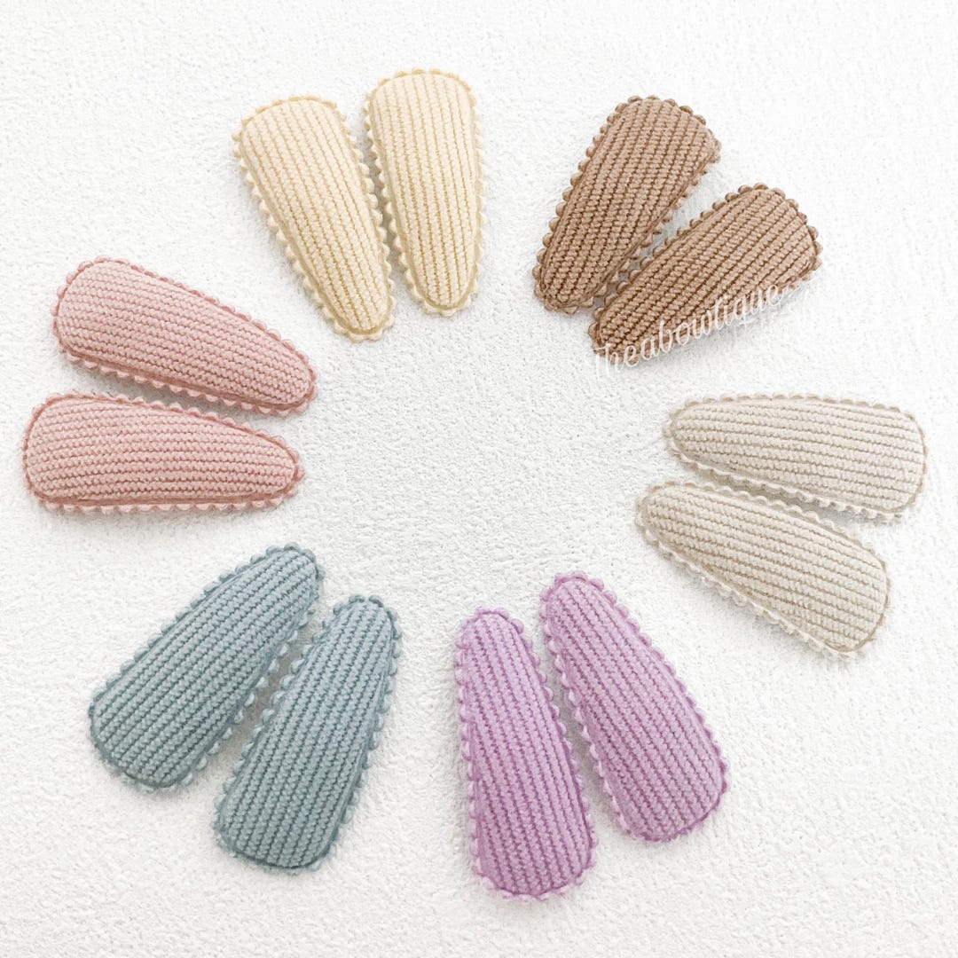 Set of 2 (mini Snap Clip Set) 3.5cm Pastel Corduroy Snap Clips, Toddler ...