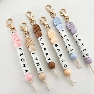 Personalised Keyring, Back to School Keychain, Pastel Keyring ...