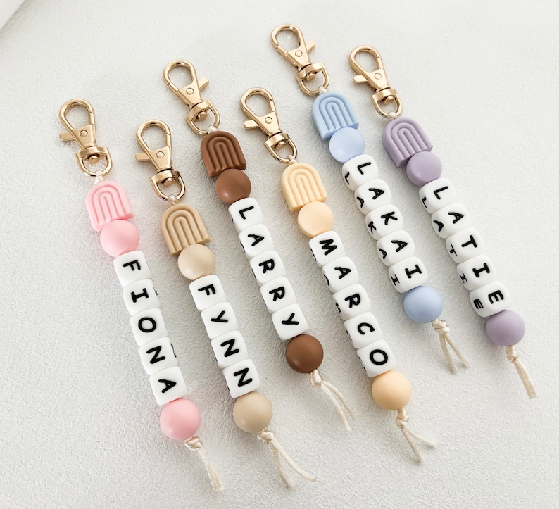 Personalised Keyring, Back to School Keychain, Pastel Keyring ...