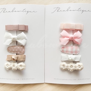 Mini Bow Snap Clip Set, Toddler Hair Clips, Baby Girl Hair Clips, Tiny ...