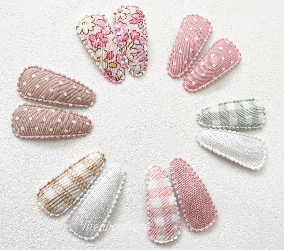 Set of 2 mini Snap Clip Set Fabric Snap Clips, Toddler Hair Clips, Girl ...