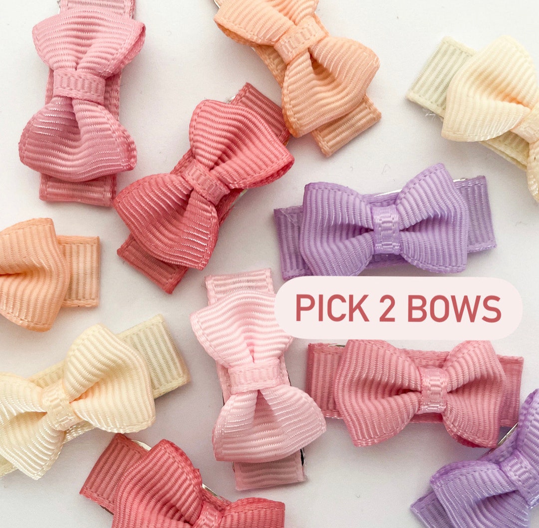 PICK 2 (mini Luna Bow) Baby Infant Girl Toddler Hair Bows, Snap Clip ...