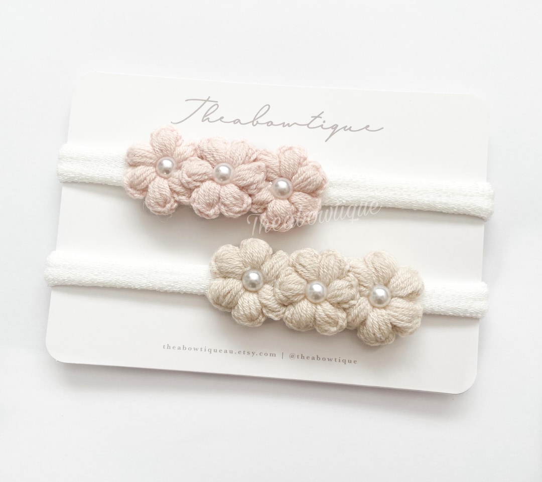 Periwinkle Crochet Newborn Headband: Floral Girl Headband - Etsy