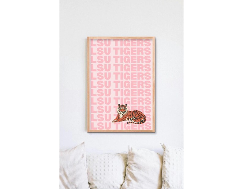 Louisiana State Digital Art Print/college Wall Art/lsu Tigers/pink ...