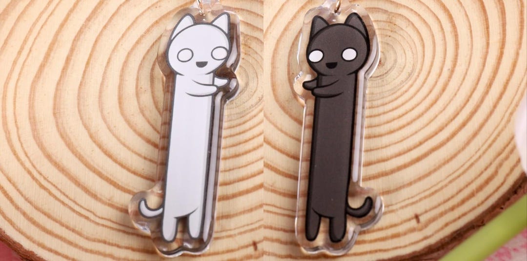 Long Cat Keychain | Gaiaonline Keychains | Cat Charms - Etsy UK
