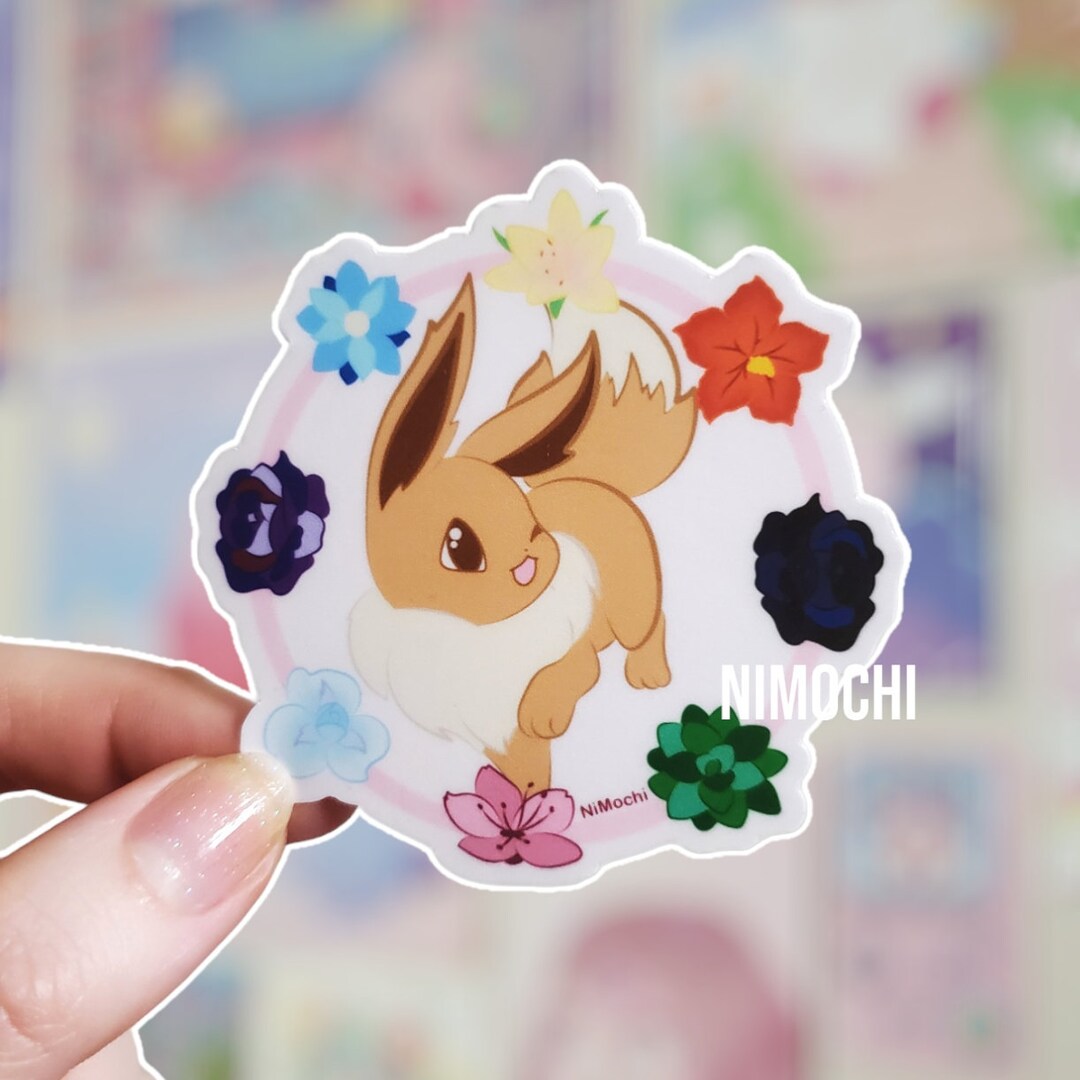 Eevee Flower Stickers| Stickers for Journaling | Cute Stationary ...
