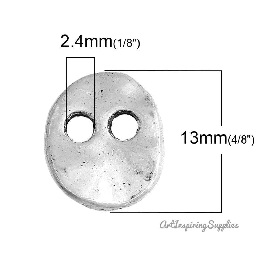 Set of 10 Metal buttons/Antique silver Irregular circle shaped | Etsy