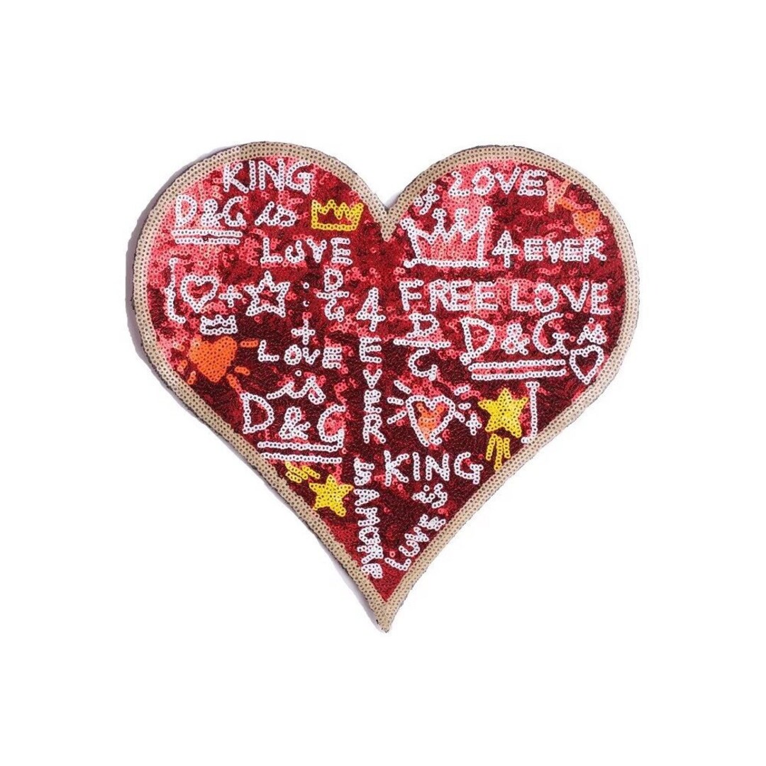 Clothes Decoration Large Pink Love Heart Sequin Aplique Embelishment ...