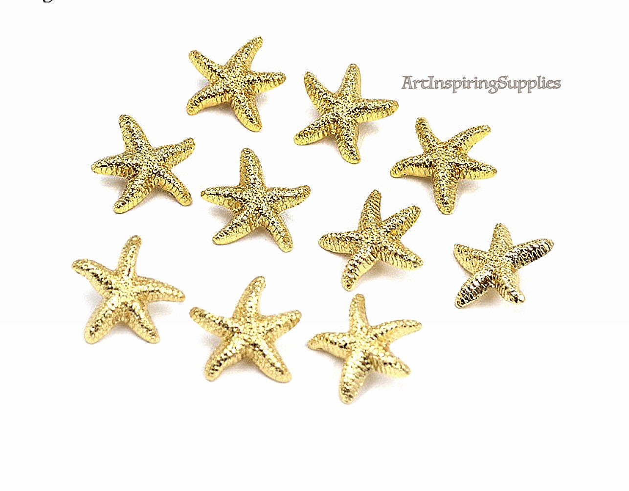 Set of 10 Metal Buttons/golden Starfish Design Sewing Buttons/nautical ...