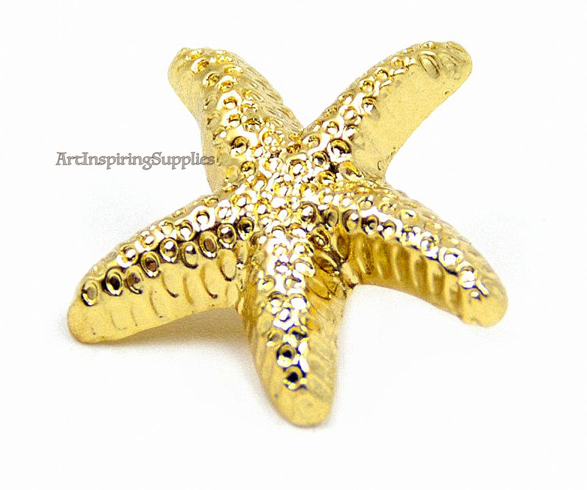 Set of 10 Metal Buttons/golden Starfish Design Sewing Buttons/nautical ...