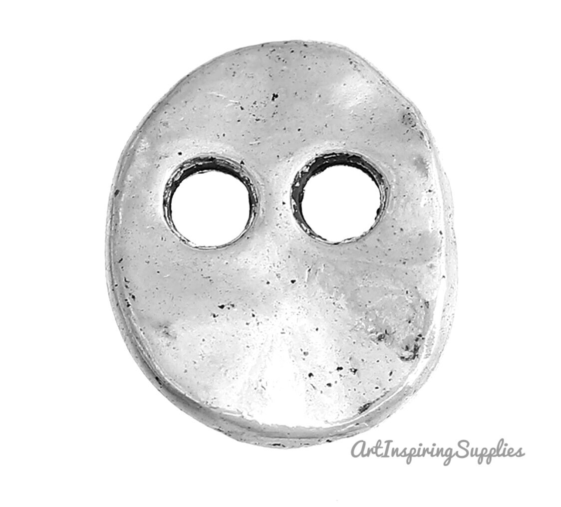 Set of 10 Metal buttons/Antique silver Irregular circle shaped | Etsy