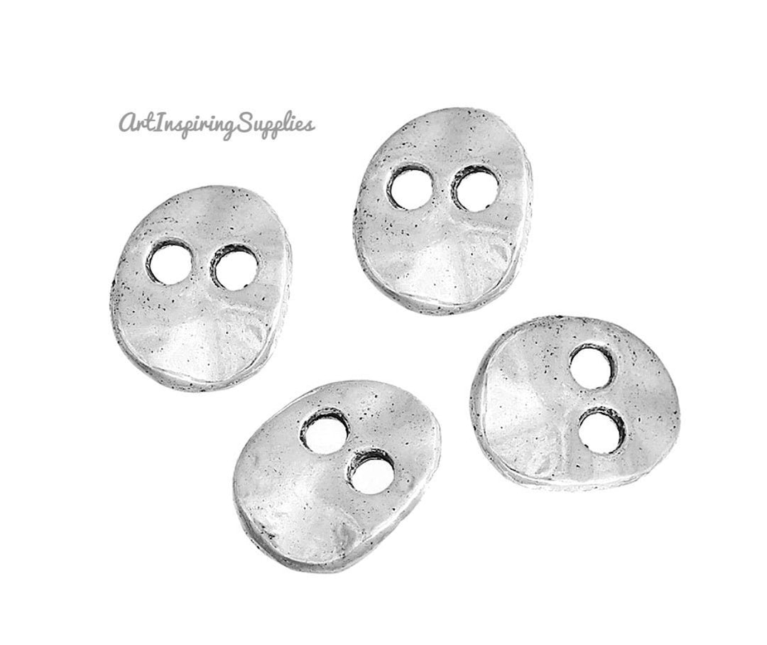Set of 10 Metal Buttons/antique Silver Irregular Circle Shaped - Etsy