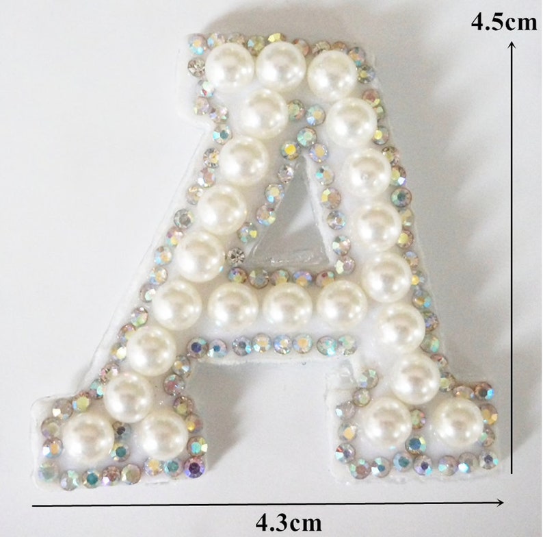 26 Alphabeth Letters WHITE Rhinestones and Pearls Applique/clothes ...