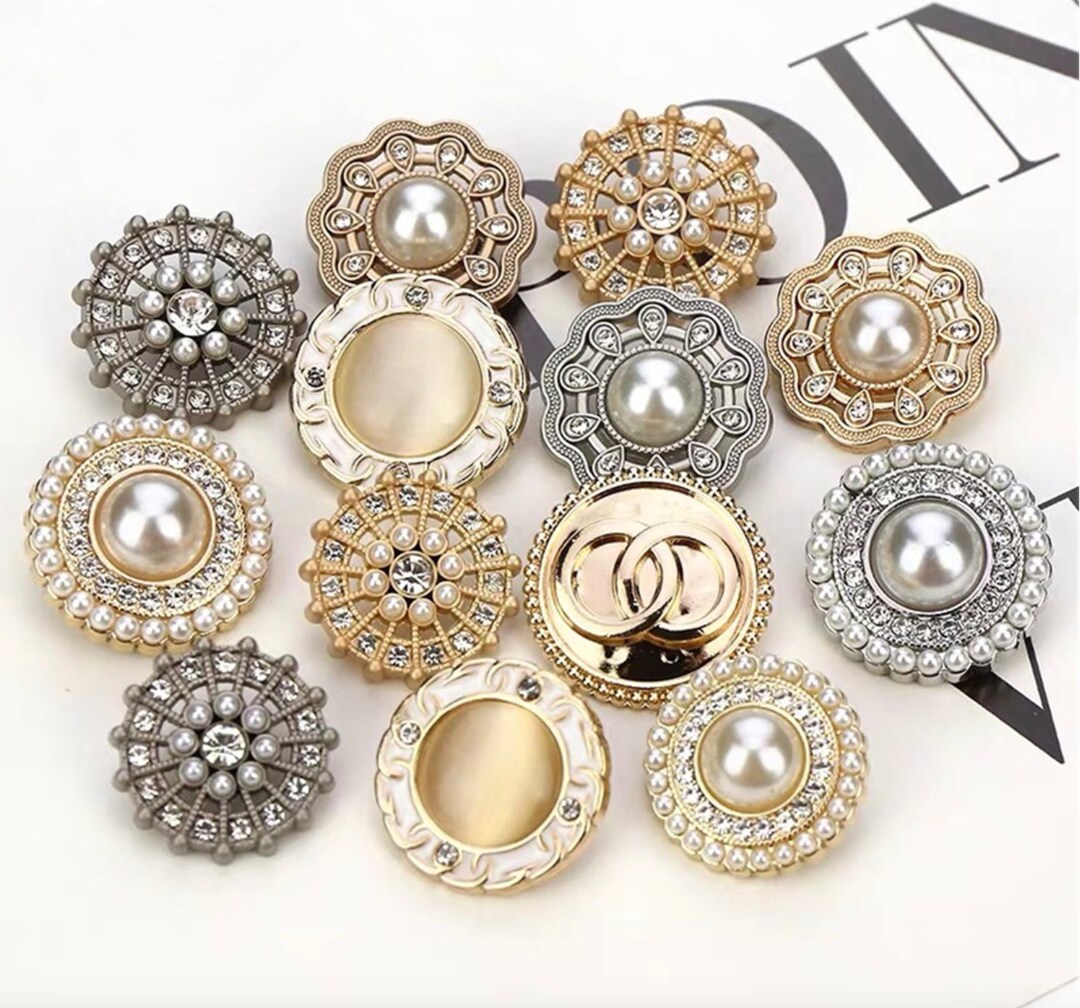 Metal Buttons 10pcs/antique Vintage Royal Design Rhinestone Pearls ...
