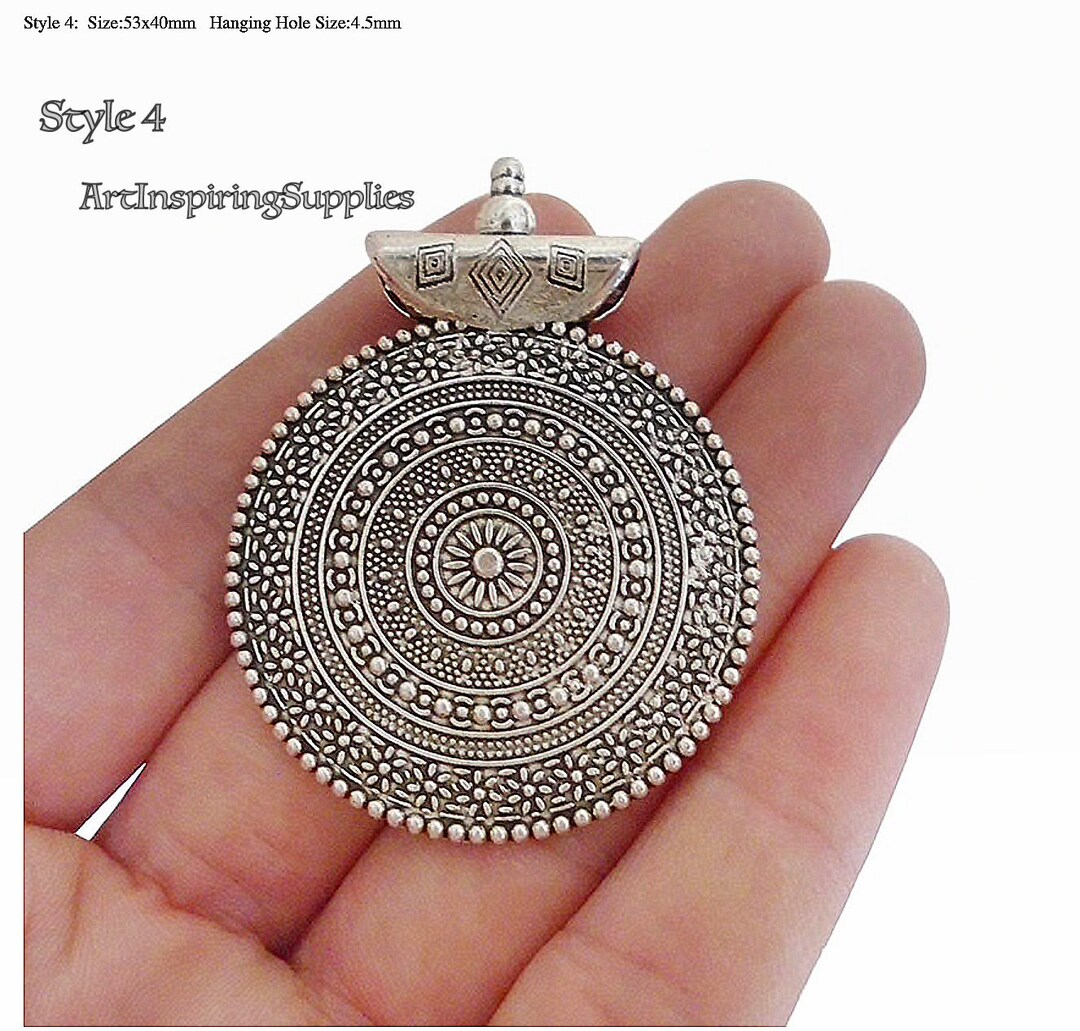 5 Pcs Tibetan Antique Silver Large Pendant for Jewelry Making, 8 Styles ...