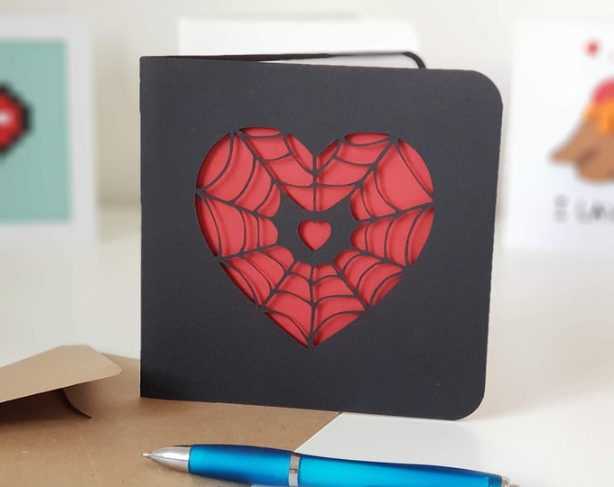 Spidey Heart - A Dark Gothic Valentines Spiderweb 3D Layered Papercraft ...