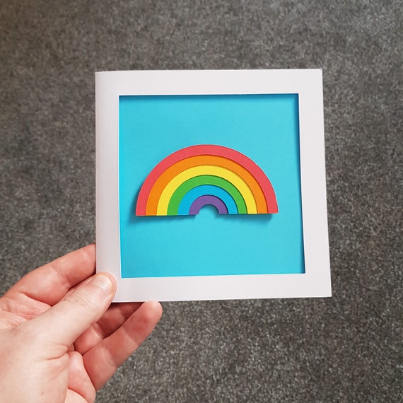 Rainbow Papercraft Greetings Card | Etsy