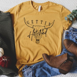 Getting Hitched Getting Rowdy Shirt, Western Bachelorette Party Shirt ...