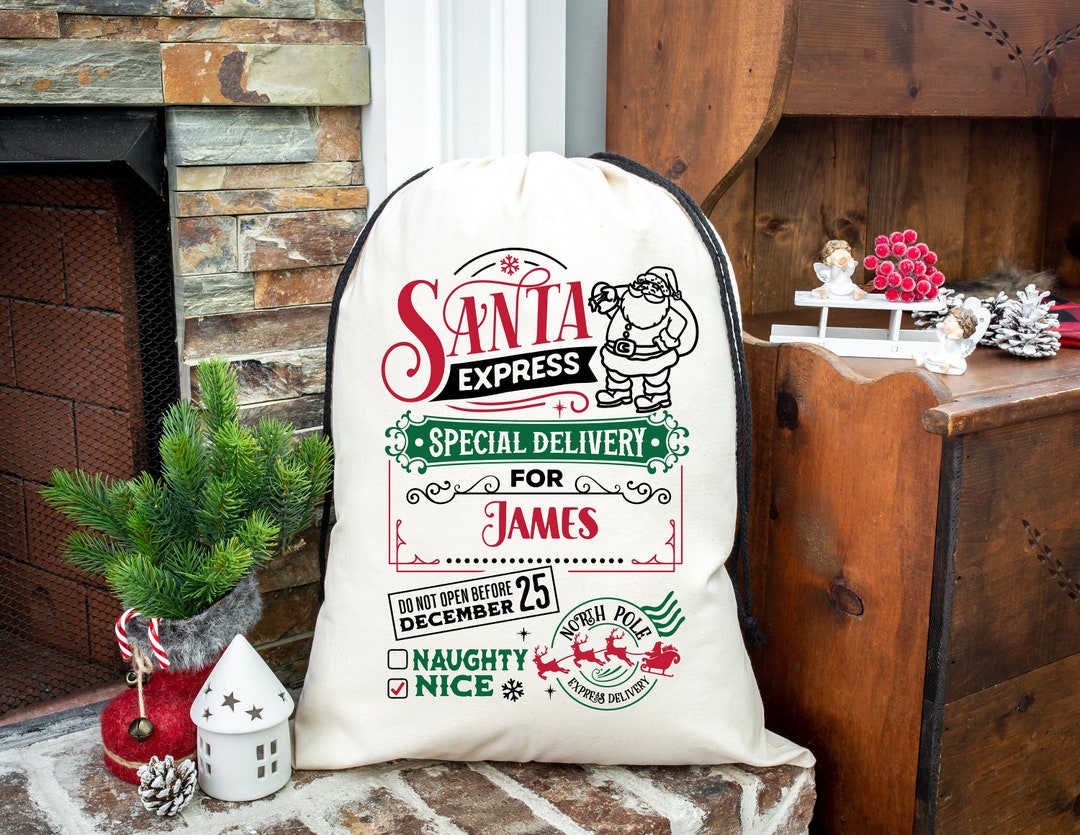 Personalized Christmas Bag, Christmas Gift, Santa Bag, Oversized Santa ...