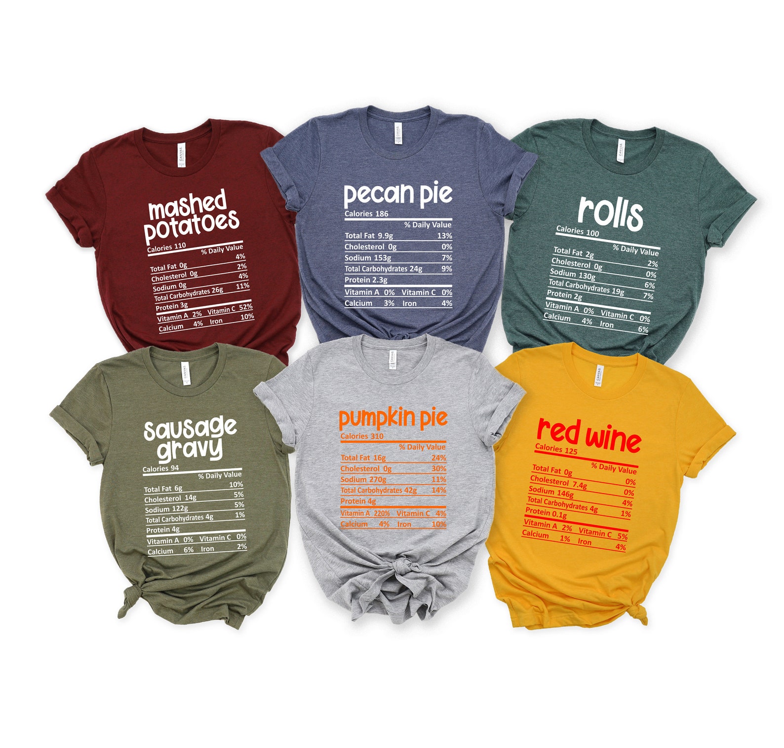 Nutrition Thanksgiving Food Shirts Thanksgiving Shirts - Etsy