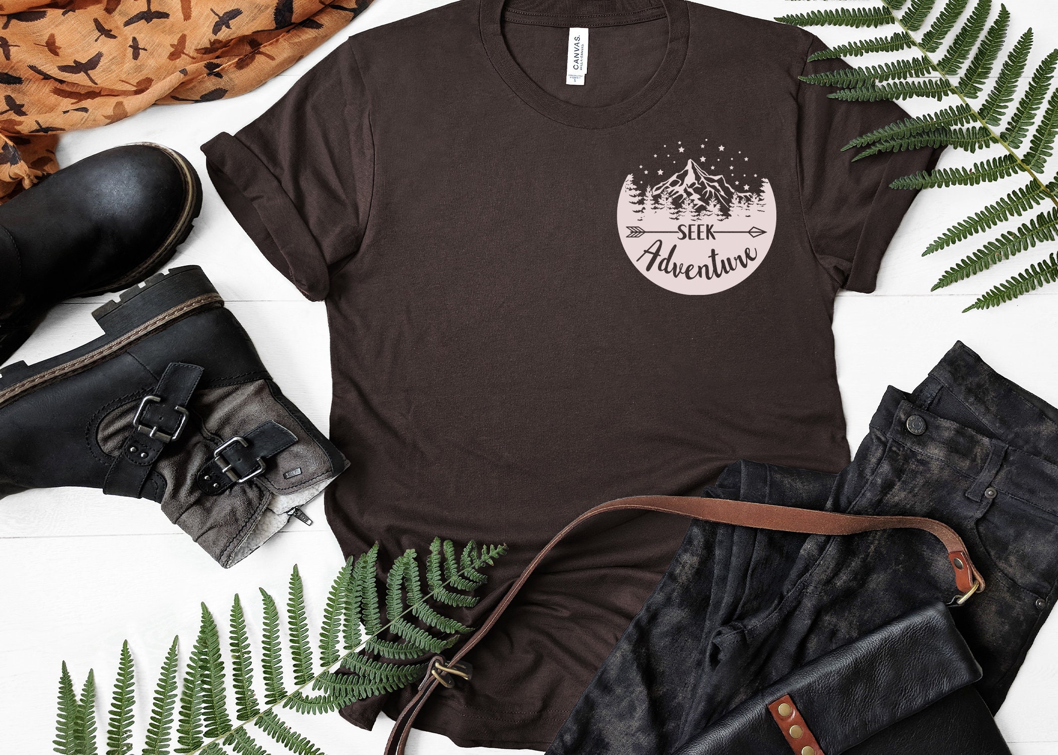 Seek Adventure pocket Shirt Mountain Silhouette Shirt Camp | Etsy