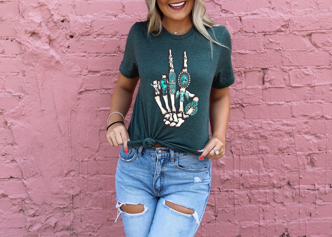 Concho Ring Shirt, Skeleton Rock Hands, Western Shirt, Metallica Shirt ...