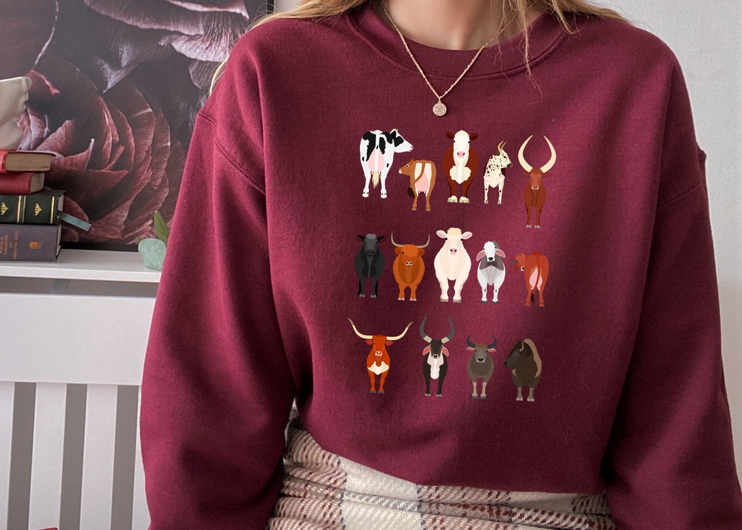 Doodle Cow Theme Shirt, Farm Animal Shirt,, Bull Cottagecore Shirt, Cow ...