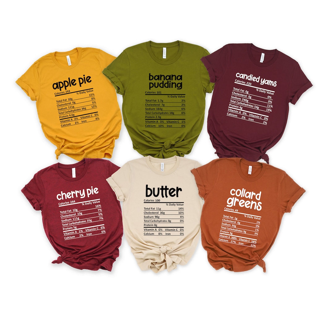Nutrition Thanksgiving Food Shirts, Thanksgiving Shirts, Thanksgiving ...