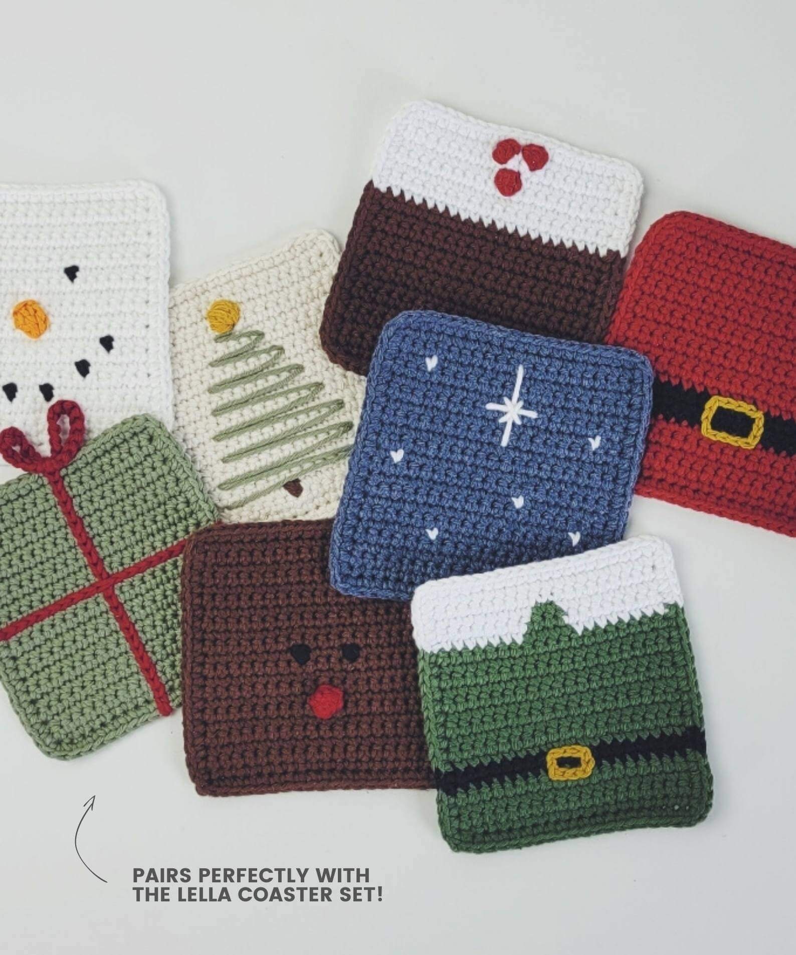 CROCHET PATTERN | Christmas Coasters (set of 4 Designs) Rudolf Reindeer ...