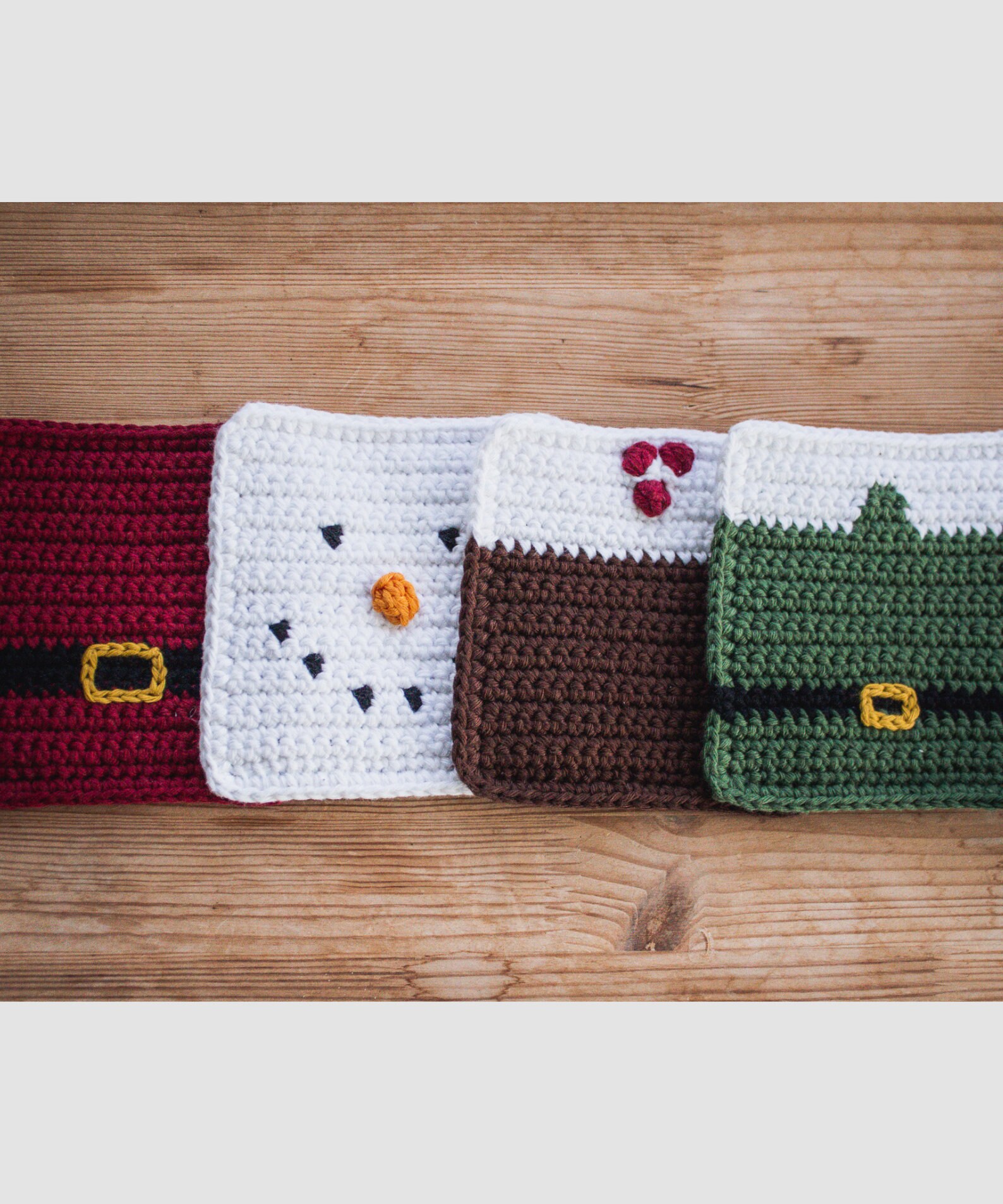 CROCHET PATTERN | Christmas Coasters (set of 4 Designs) Santa’s Coat ...