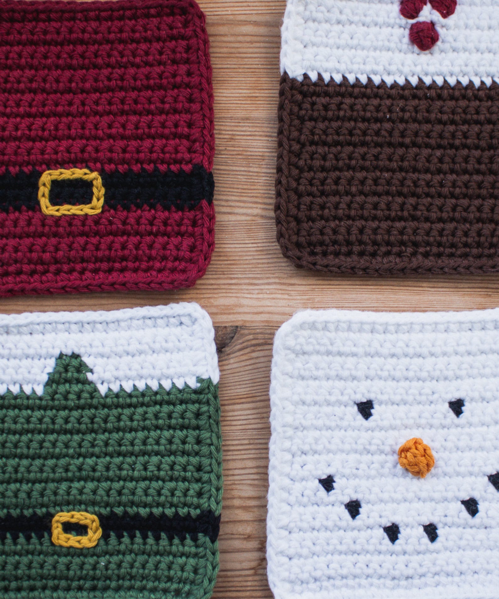 CROCHET PATTERN | Christmas Coasters (set of 4 Designs) Santa’s Coat ...