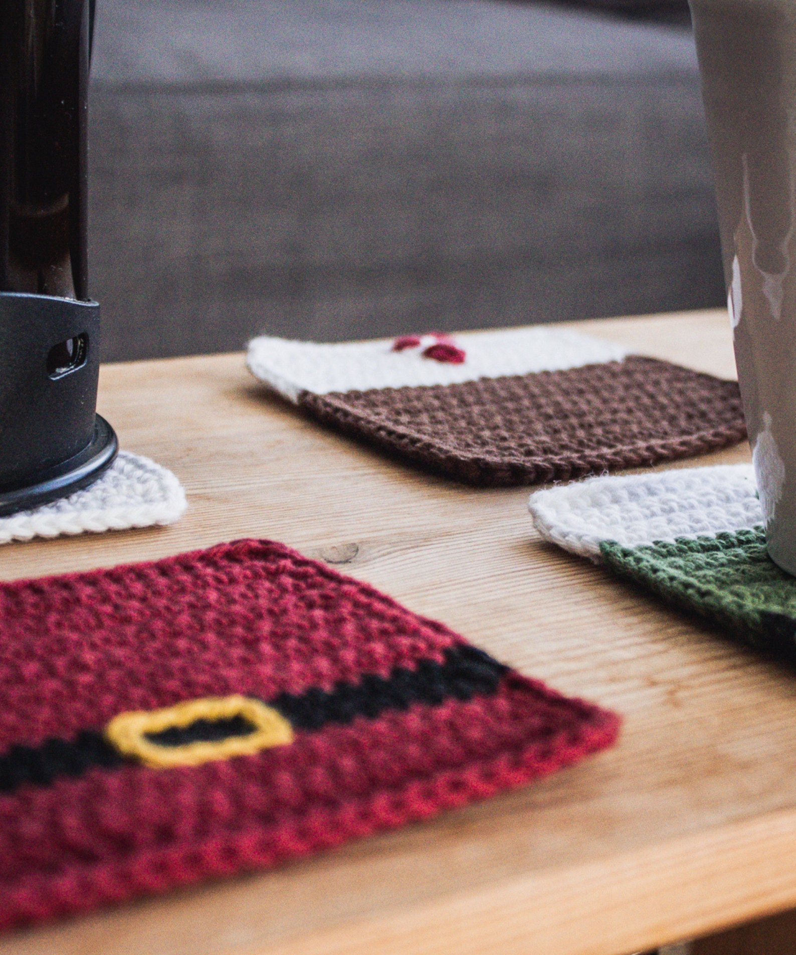 CROCHET PATTERN | Christmas Coasters (set of 4 Designs) Santa’s Coat ...