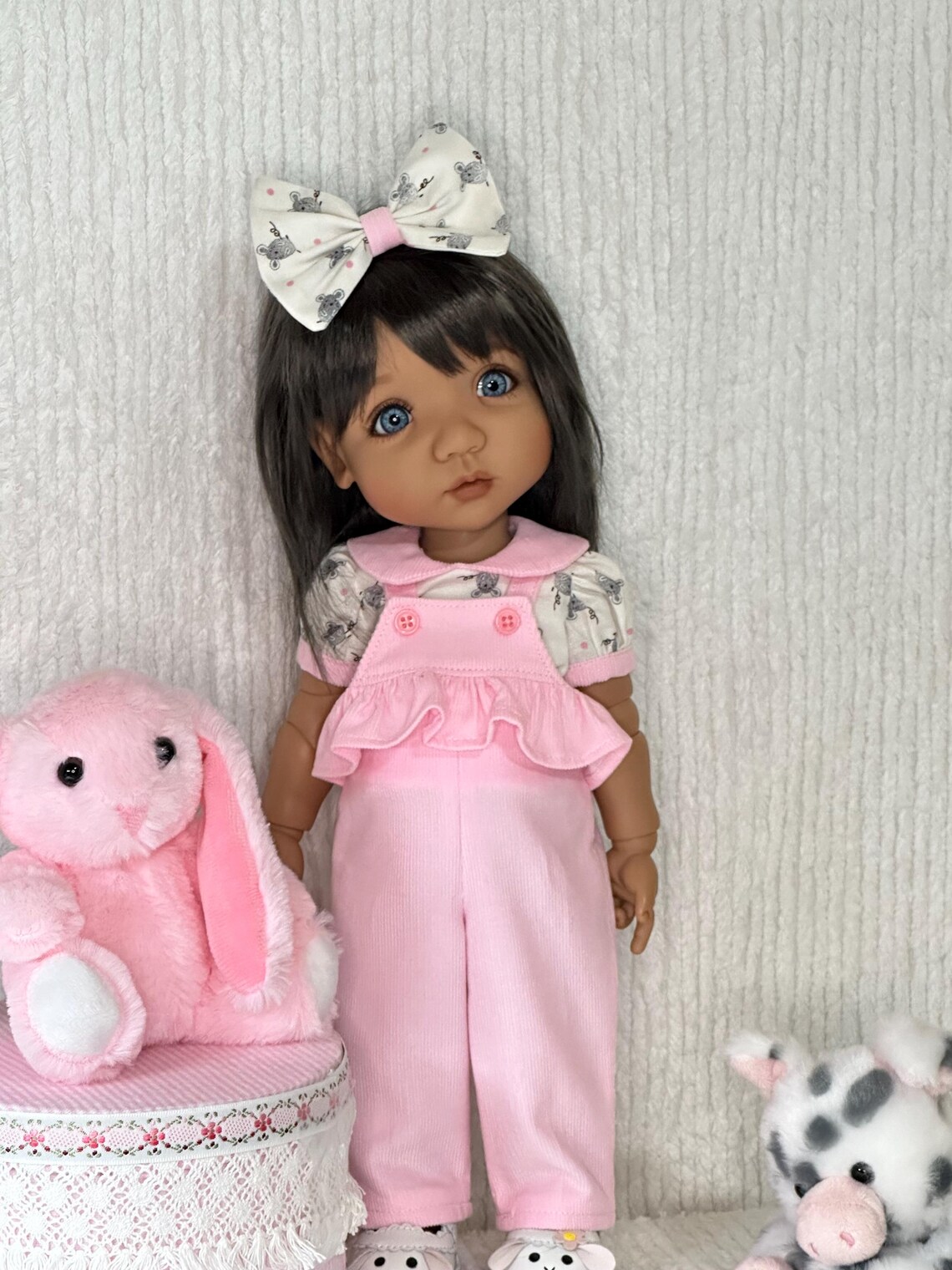 15 Inch Meadow Moppets Ruffled Overalls and Woven Blouse Digital Sewing ...