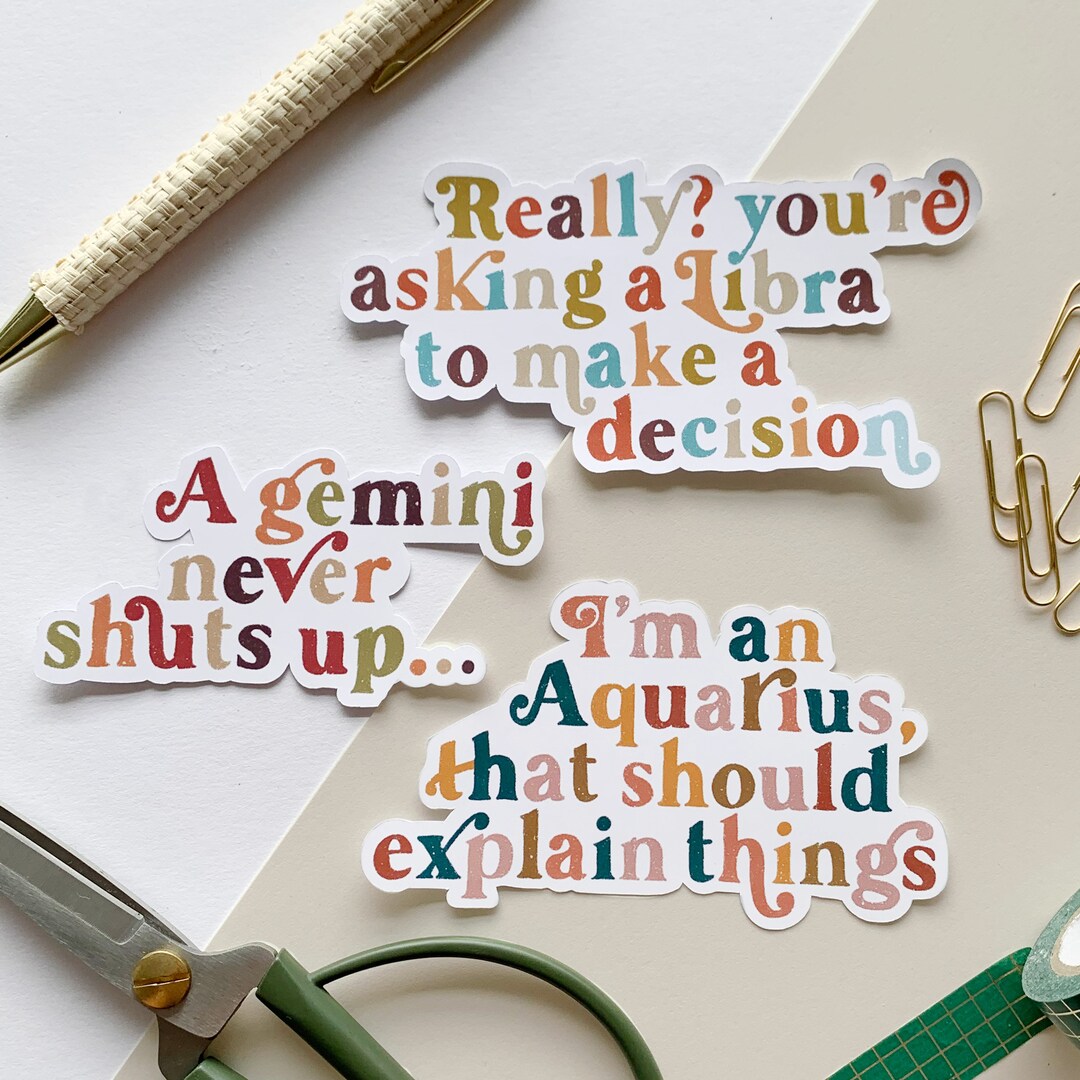 Zodiac Sign Sticker Pack | Traits | Funny | Gift | Hand Lettering ...