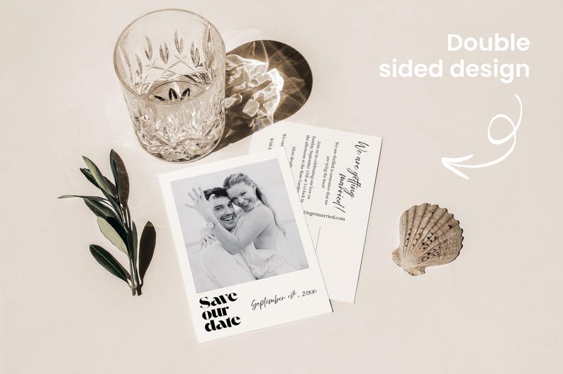 Custom Polaroid Photo Save the Date With Postcard Layout and QR Code - Etsy