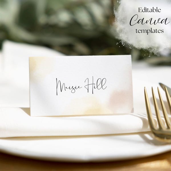 Watercolor Name Card - Etsy