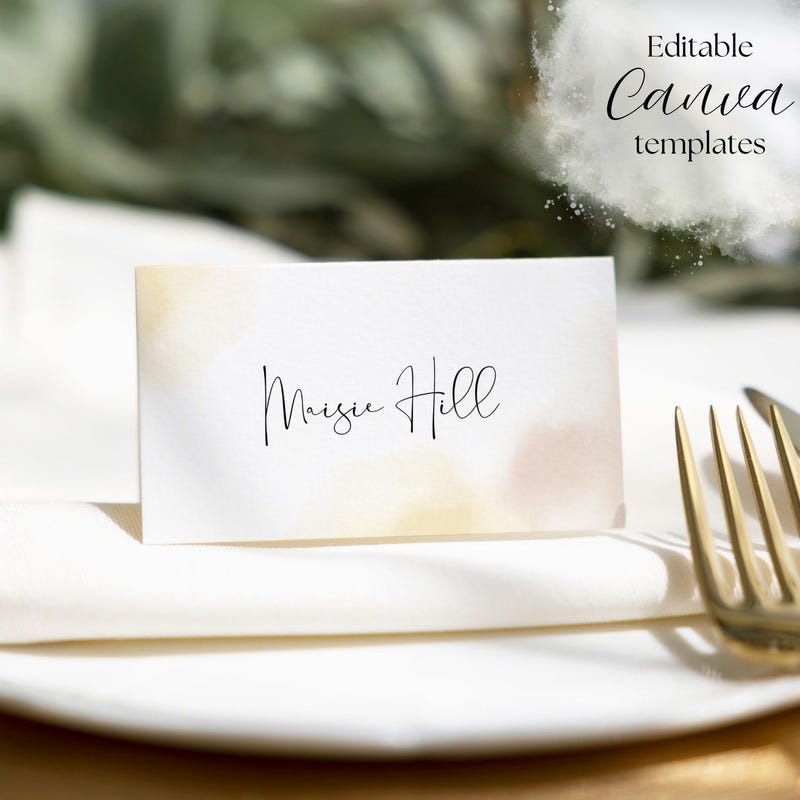 Watercolor Name Card - Etsy