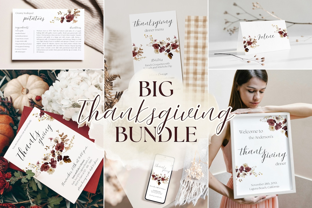 Editable Thanksgiving Dinner Bundle - Printable Family and Friends ...