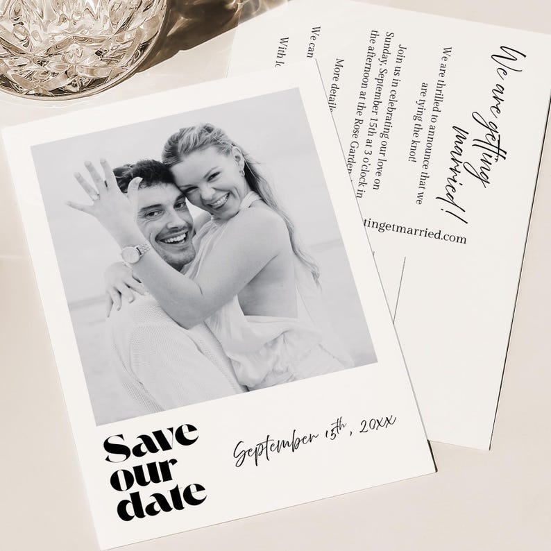 Custom Polaroid Photo Save the Date With Postcard Layout and QR Code - Etsy