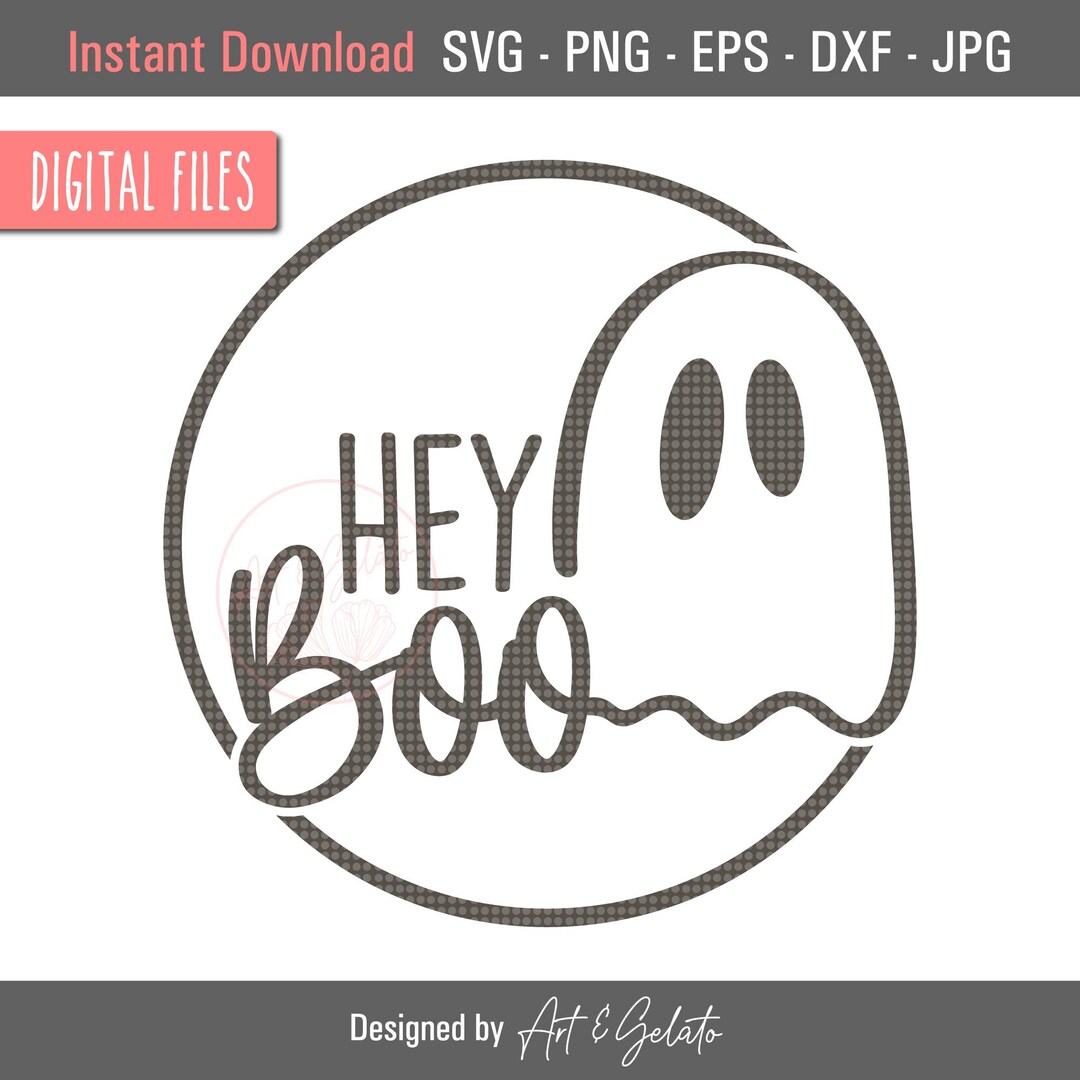 Hey Boo Circle SVG, Halloween SVG, Ghost SVG, Halloween Door Sign Svg ...