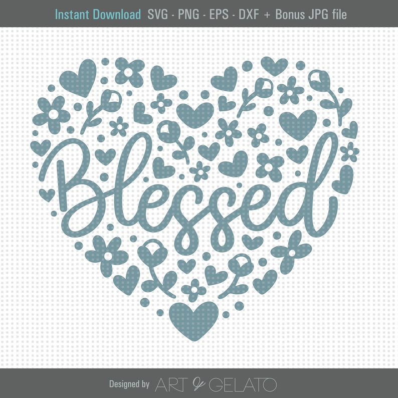 Blessed Floral Heart SVG Blessed Svg Floral Heart Svg | Etsy