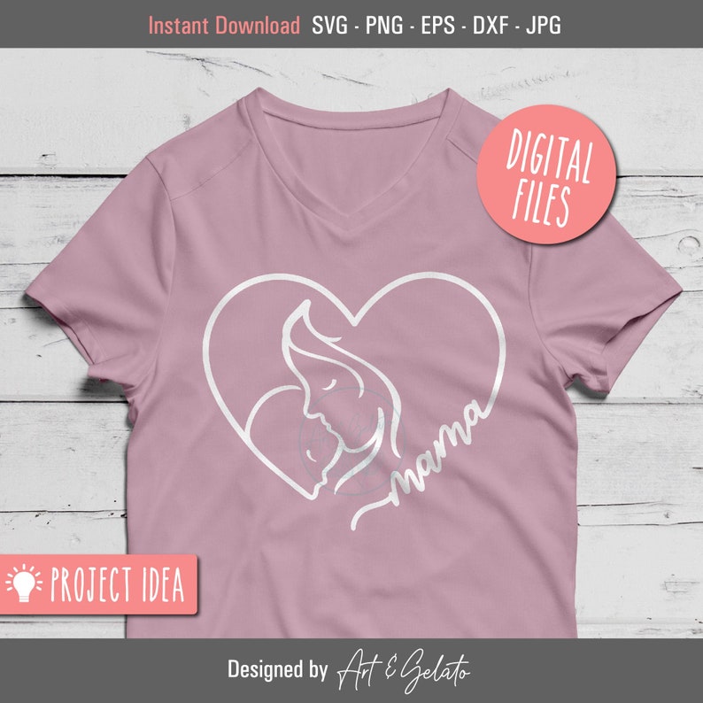 Mama and Baby Heart SVG Mama Heart SVG Happy Mother's | Etsy