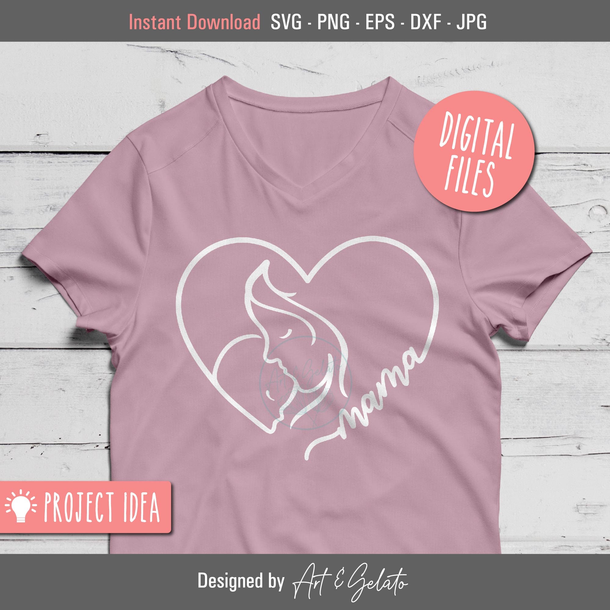 Mama and Baby Heart SVG Mama Heart SVG Happy Mother's | Etsy