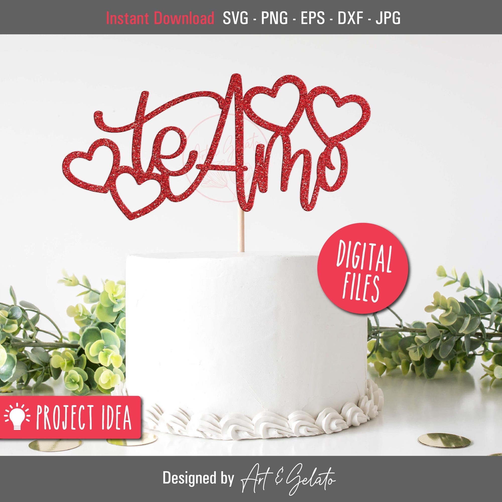 Te Amo SVG, Te Amo Cake Topper SVG, Happy Valentine's Day Svg ...