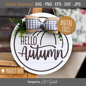 Hello Autumn Circle Sign SVG, Hello Autumn Svg, Happy Thanksgiving Svg ...