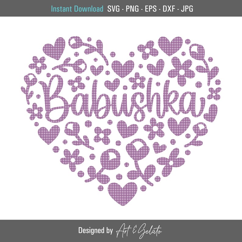 Babushka Floral Heart SVG, Babushka Svg, Happy Mother's Day Svg, Mother ...