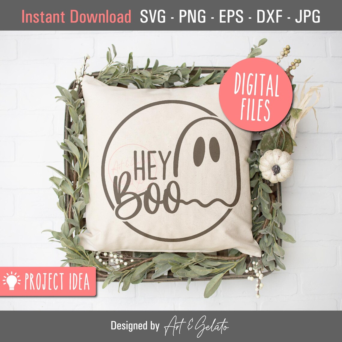 Hey Boo Circle SVG Halloween SVG Ghost SVG Halloween Door - Etsy