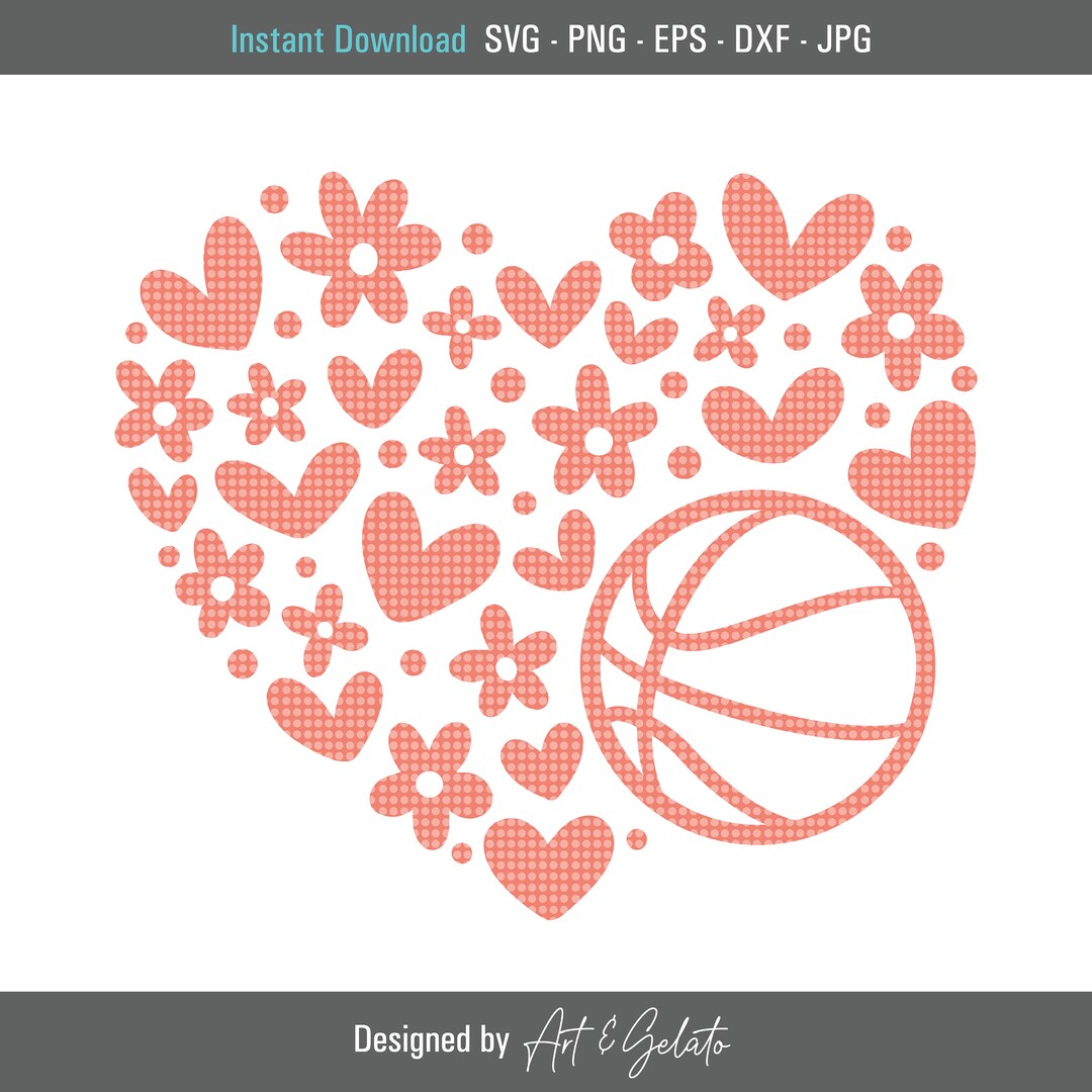 Basketball Floral Heart SVG, Basketball Love Svg, Basketball Girl Svg ...