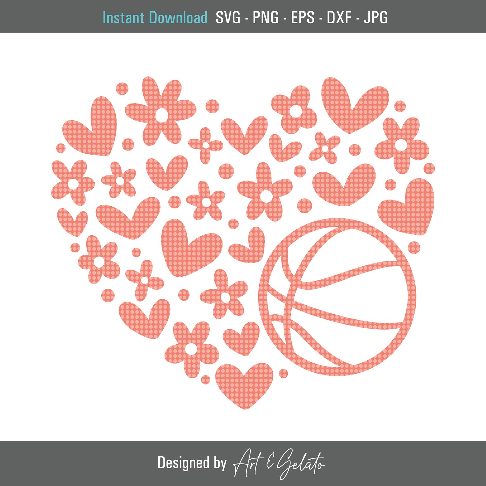 Basketball Floral Heart SVG, Basketball Love Svg, Basketball Girl Svg ...