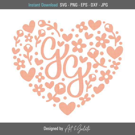 GG Floral Heart SVG GG Svg Great Grandma Svg Happy | Etsy